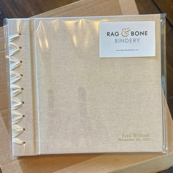 Officiant Binder With Natural Linen Personalized Gold Embossed Wedding ...