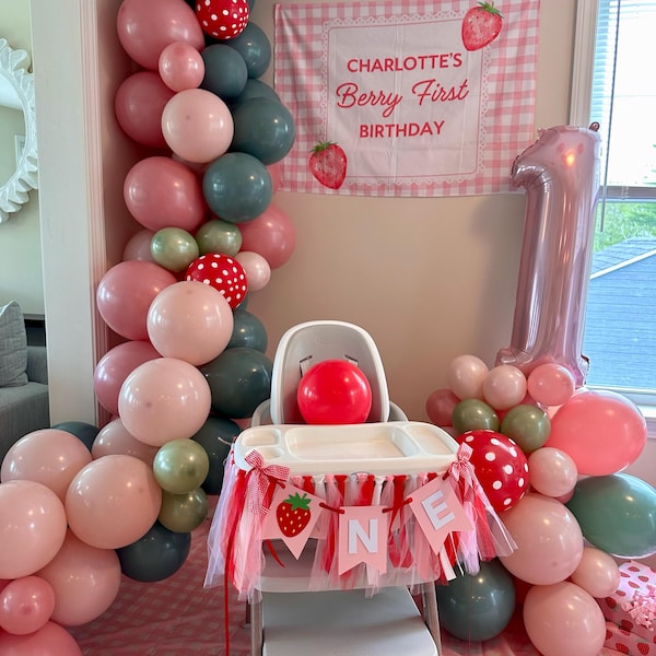 Strawberry Balloon Garland Kit A Berry First Birthday Balloon Arch ...