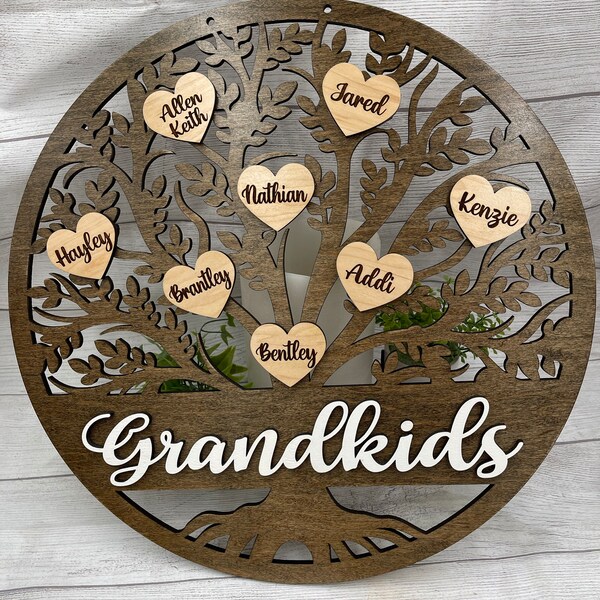 Grandkids Tree Sign Svg, Family Tree Laser File Svg, Tree of Life SVG ...