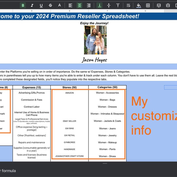 2025 Reseller Spreadsheet-basic: Inventory, Sales & Profit Tracker - Etsy