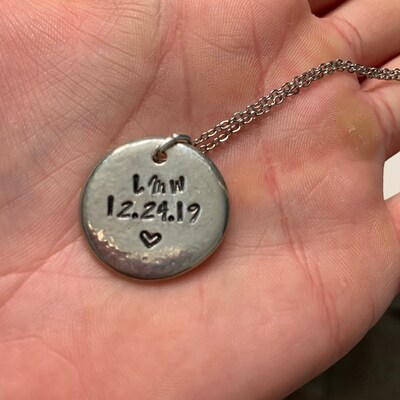 Custom Hand Stamped Pewter 1 Inch Circle Necklace Choose Your Phrase ...
