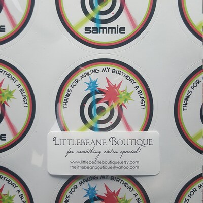 Laser Tag Stickers, Girls Laser Tag Birthday Party, Laser Tag Favor ...