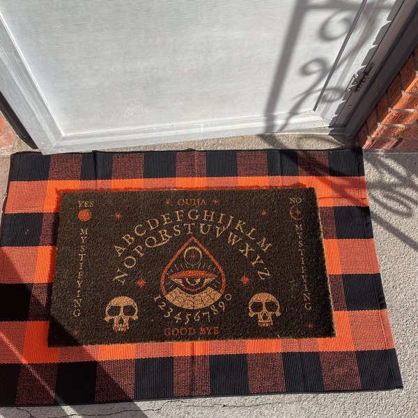 Halloween Skeleton Ouija Board Coir Door Mat, Welcome Halloween Front ...
