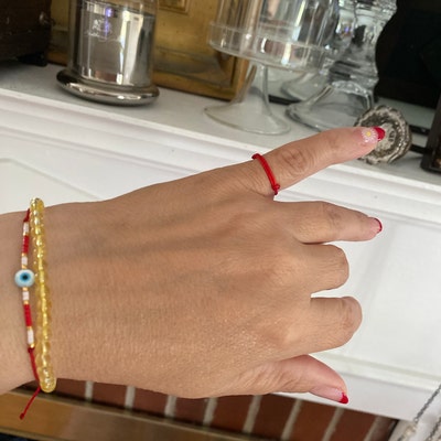 Couple Promise Rings, Red String of Fate, Red String Ring, Stacking ...