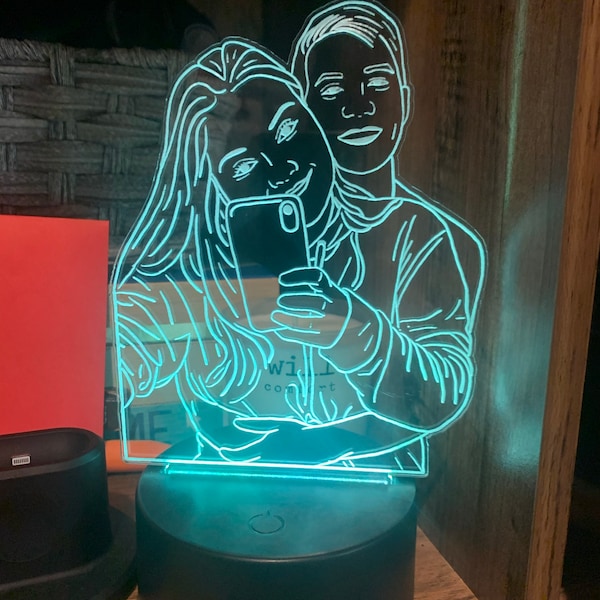 Custom LED Acrylic Light | LED Sign | LED Lamp | Drawing From Photo - Etsy