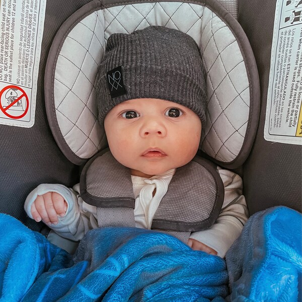 Charcoal Ribbed Knit Slouchy Beanie for Newborn to Adult / Baby Toddler ...