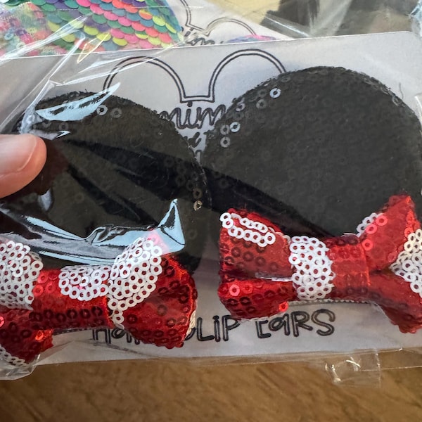 Minnie Mouse Ears Hair Clip, Minnie Mouse Ear Clips, Mickey Ears Hair ...
