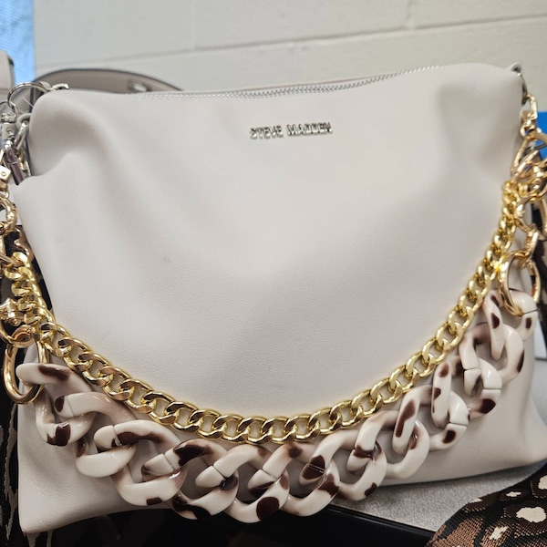 Chunky Purse Strap - Novelty Bag Chain - Gray & Gunmetal Handbag Chain ...