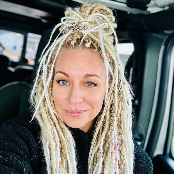 Knotty Textured SE Dreads and Braids, Lightest Blonde, Golden, Brown or ...