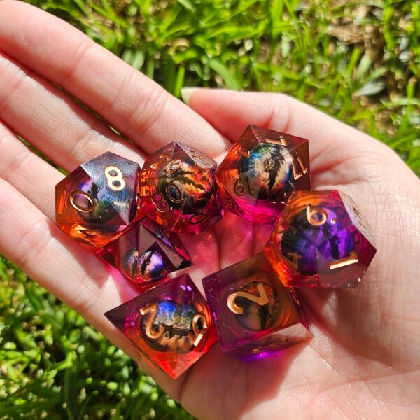 Ancient Cracked Dice Handmade Resin Sharp Edge Dice Set for Dnd, Roll ...