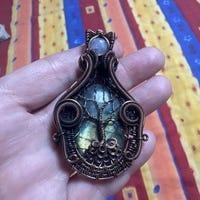 Gorgeous Green Jade Gemstone Copper Wire Wrap Pendant, Tree of Life ...