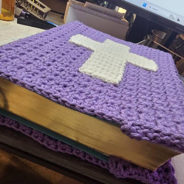 Handmade Crochet Bible Sleeve With Cross, Handmade Bible Cover With ...