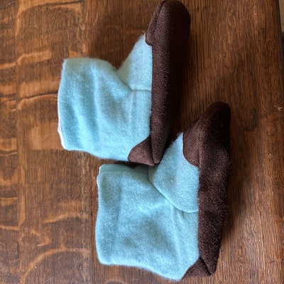 Wool Baby Slippers, Booties Winter Skies Baby / Toddler Boots / Leather ...