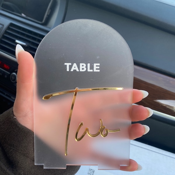 Frosted Arch Acrylic Table Numbers - Frosted Acrylic Sign - Wedding ...