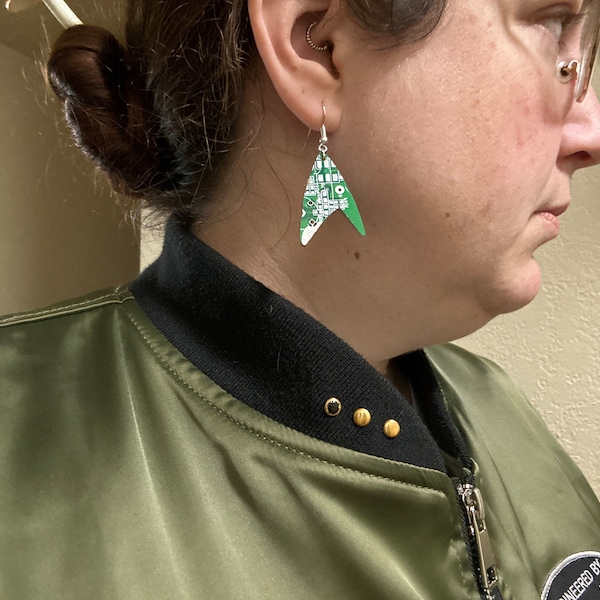 Circuit Board Star Trek Delta Earrings: Upcycled Tech Jewelry - Etsy