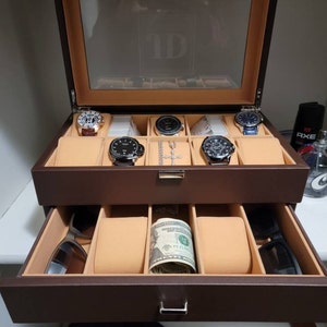 Personalized Watch and Sunglasses Box With Drawer, Engraved Sunglasses ...