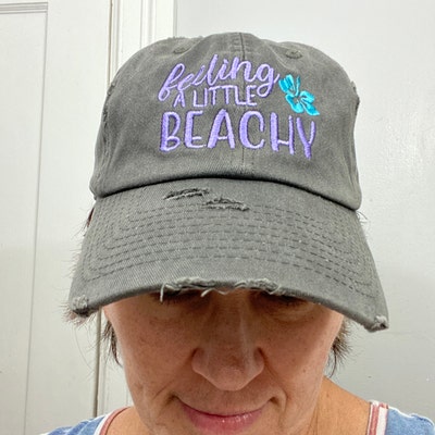 Feeling a Little Beachy Hat Distressed Baseball Cap OR Ponytail Hat ...