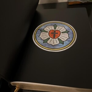 Stained Glass Style Lutheran Rose and Small Catechism Symbols - Mouse ...