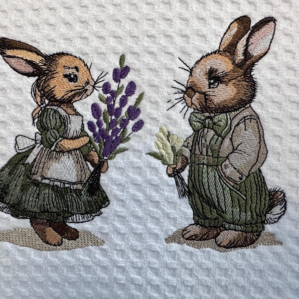 Two Spring Rabbits Designs Set for Embroidery Machine - 4 Sizes - Etsy