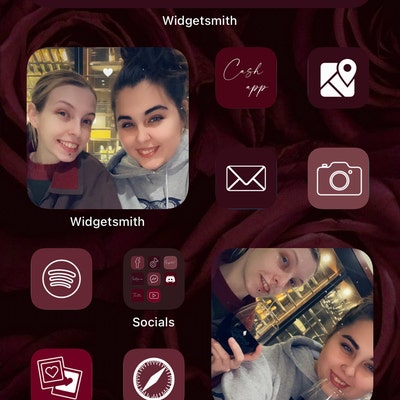 Ios Burgundy App Icons, Pack of Bordeaux Tones Icons, Aesthetic Line ...