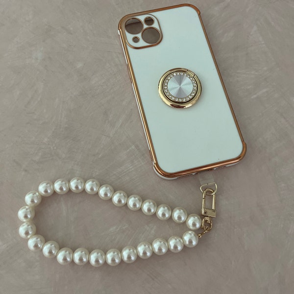 Pearl Keyring, Pearl Keychain, Pearl Phone Charm, AirPod Case Key Ring ...