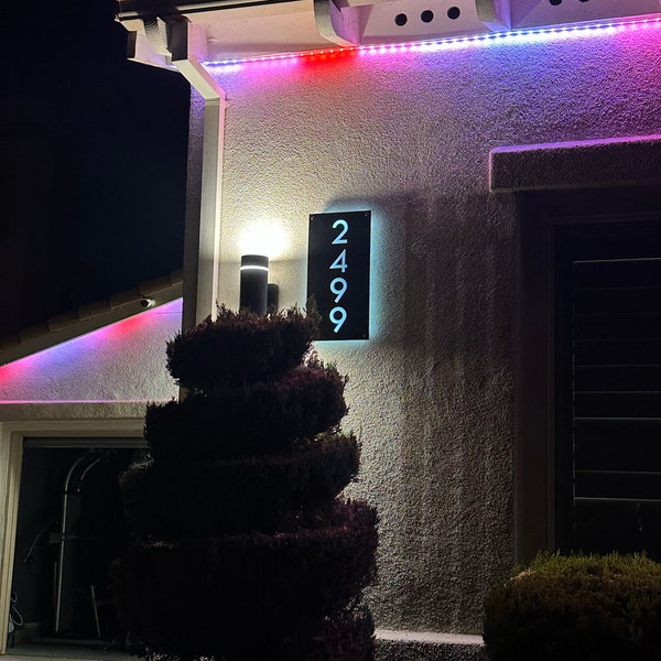 Illuminated House Sign Modern ,LED House Number, Vertical Address ...