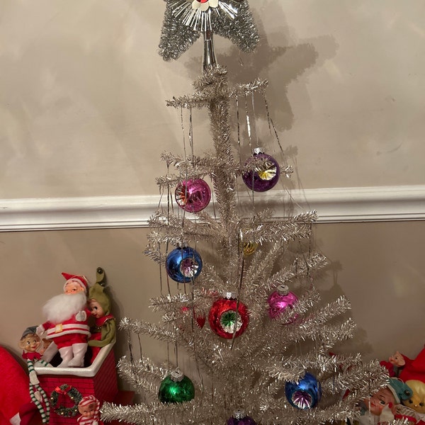 ONE Authentic Real LEAD Silver Christmas Tree TINSEL Antique Vintage 18 ...