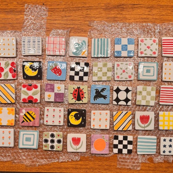 Handmade Ceramic Tiles: 2x2 Decorative Tile Set (30 Pieces) - Etsy