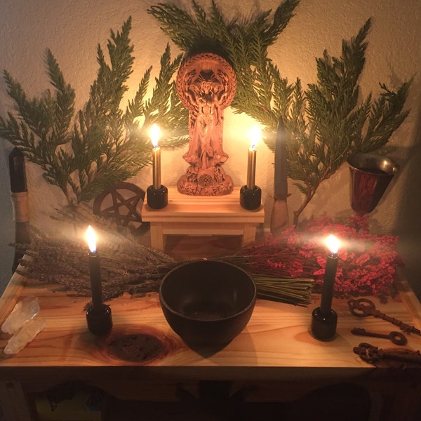 Moon Phases Pedestal Altar Table With Shelf - Etsy