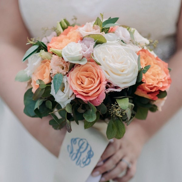 Custom Monogrammed Bouquet Ribbon (3" Wide Grosgrain), Bridal Bouquet ...