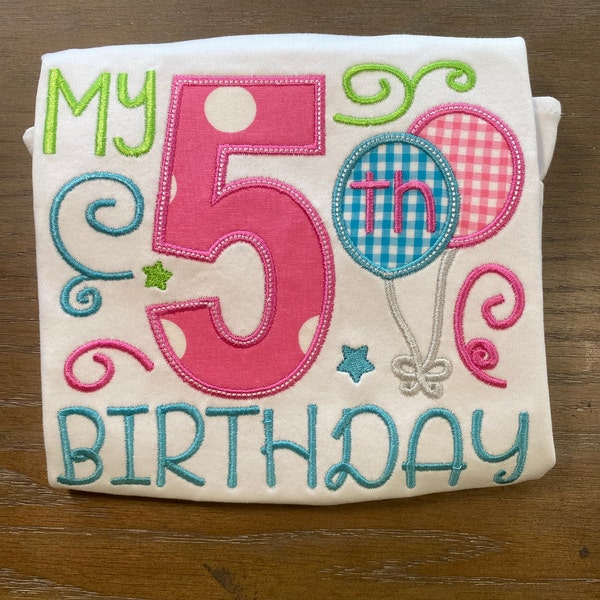 My 5th Birthday Applique Digital Machine Embroidery Design 4 Sizes, 5th ...