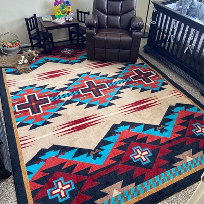 Turquoise Rug, Turquoise Area Rug, Southwestern Rug, Southwestern Area ...