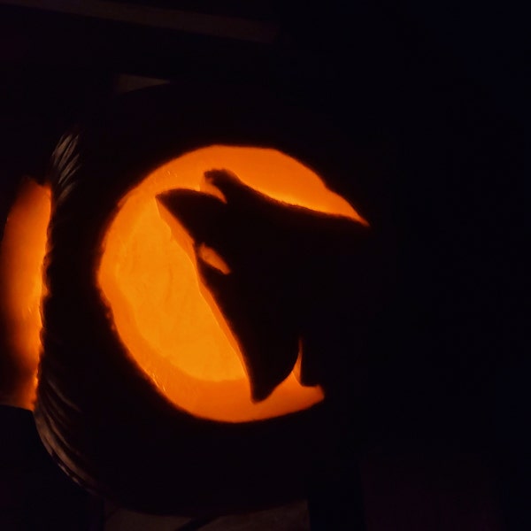 Wolf Pumpkin Carving Stencil: Halloween Jack-o-lantern Template ...