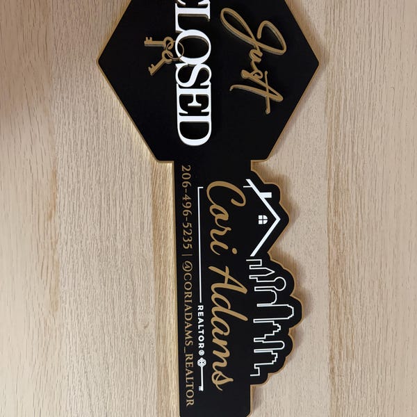 Just Closed, 3D Key Just Closed Sign, Closing Photo Prop, Modern Key ...