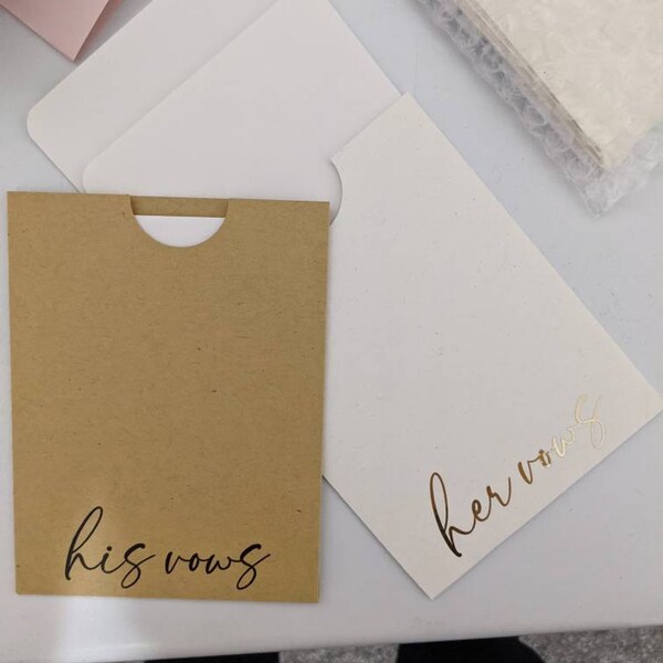 Cursive Vow Cards, Vow Renewal Cards, Vow Cards, His Vows, Her Vows ...