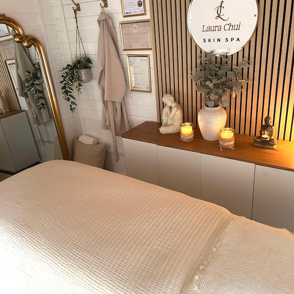 Custom Salon Sign for Wall With White Background and Golden Lettering ...