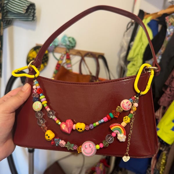 Adorable Happy Face Bag Charm, Multicolored Smiling Face Purse Charm ...