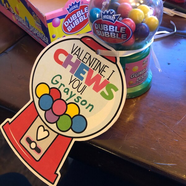 Printable Gumball Machine Valentines, Instant Download I Chews You ...