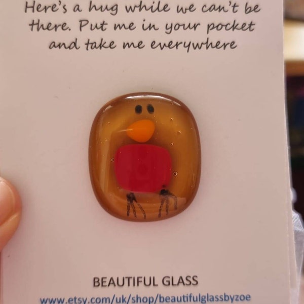 Fused Glass Pocket Robin: Sentimental Keepsake Gift - Etsy UK