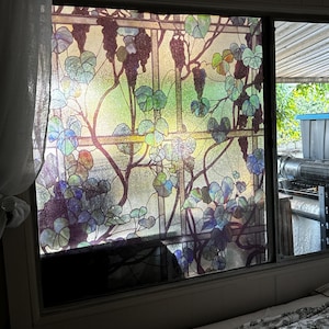 Window Film Stained Glass Privacy Static Cling Frosted Scenic Vintage ...