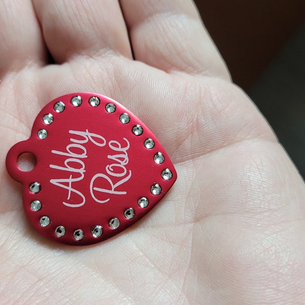 Swarovski Element Heart Personalized Pet ID Tag - Crystal Heart Luxury ...