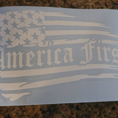 America First Distressed Flag U.S. Car Window Decal Bumper Sticker ...