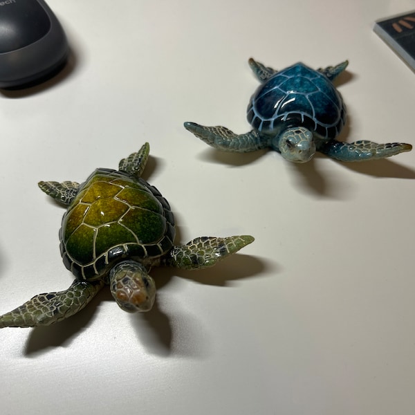 Polyresin Blue Sea Turtle Figurine - Etsy