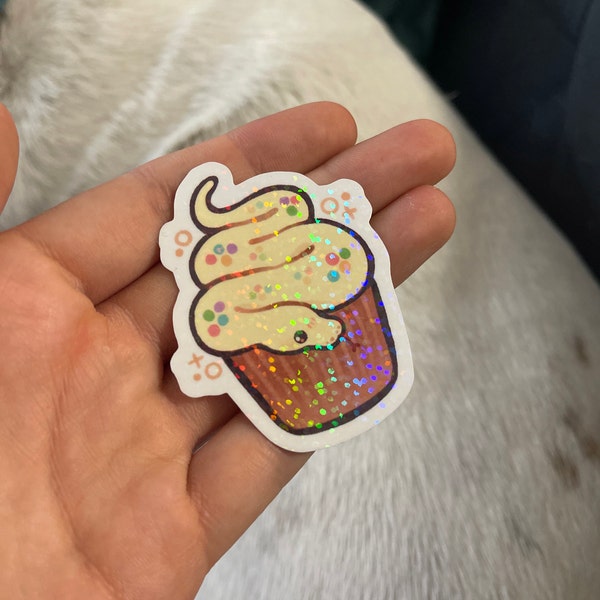 Holographic Cupcake Snake Sticker / Cup-snake Sticker / Cute Ball Python Stickers / Laptop ...