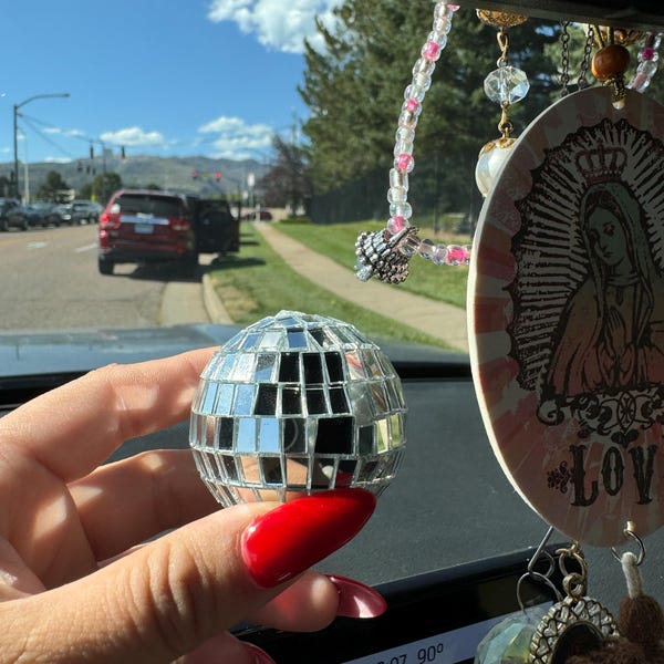 Disco Ball Car Charm Beaded Disco Ball Car Charm Beaded Car Accessories ...