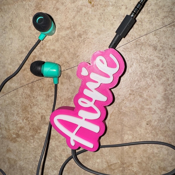3D Printed Cord Name Label – Fits Universal 3-4mm Cords, Personalized ...