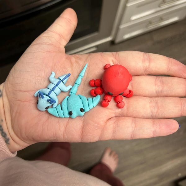 3D Printed Marine Animal Toy Bundle, Colorful Fidget and Sensory Aids ...
