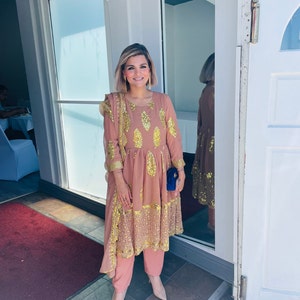 Peach Salwar Kameez Georgette Silk With Heavy Embroidery Work - Etsy