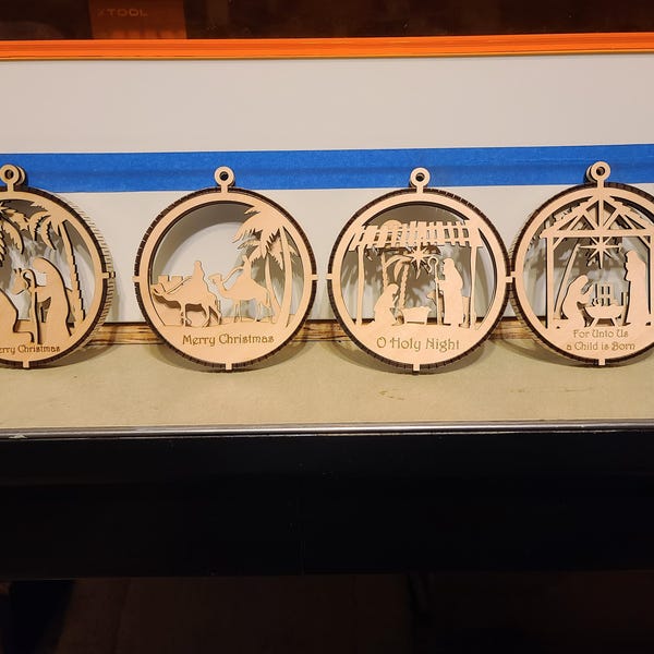 Nativity Scene Tree Balls Craft Round Hanging Bauble Christmas Eve With ...