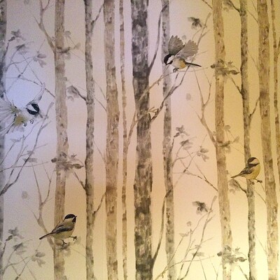 Set 4 Wall Decals Birds, Black-capped Chickadees, Get Well Gift, Wall ...